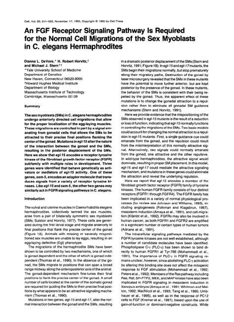Pdf An Fgf Receptor Signaling Pathway Is Required For The Normal Cell