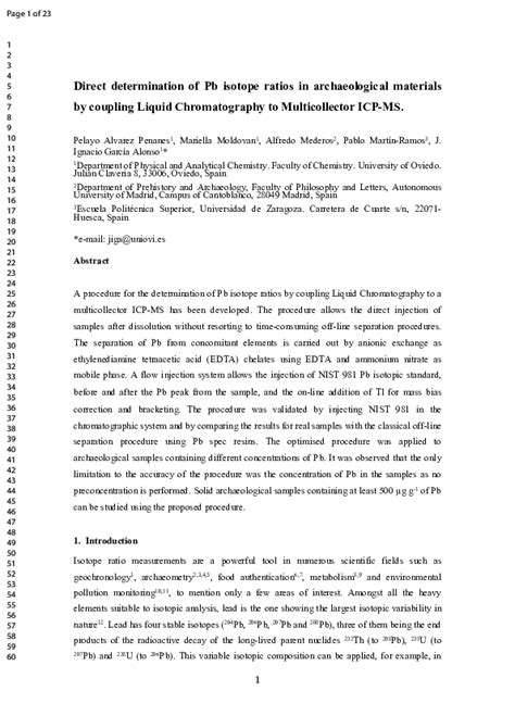 Pdf Direct Determination Of Pb Isotope Ratios In Archaeological Materials By Coupling Liquid