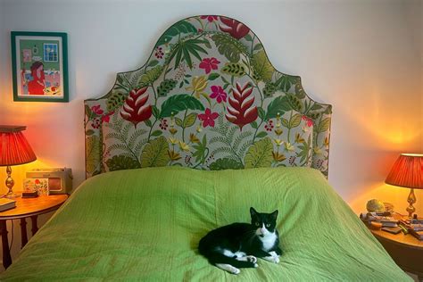 Shaped Upholstered Headboard Bespoke Botanical Headboard