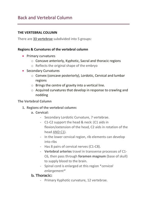Vertebral Column Md1101 Basics Of Body Structuremusculoskeletal