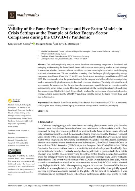 Pdf Validity Of The Fama French Three And Five Factor Models In