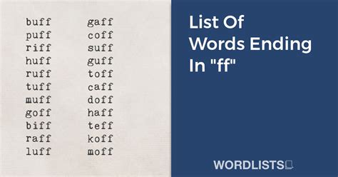List Of Words Ending In Ff