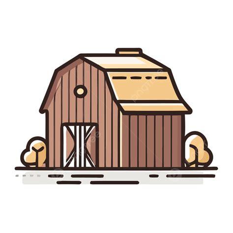 Barn Vector Flat Wooden Design Icon A Lineal Icon Depicting Brown