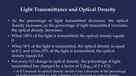 Densitometry Transmittance Opacity Optical Density Characteristics