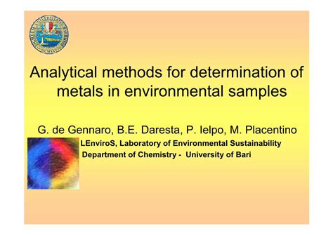 Pdf Analytical Methods For Determination Of Metals In Environmental