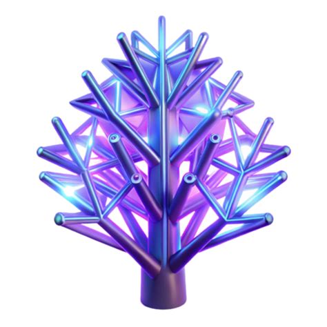 Glowing Purple 3d Tree Illustration Abstract Network Tree Structure