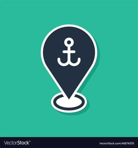 Blue Map Pointer With Anchor Icon Isolated Vector Image