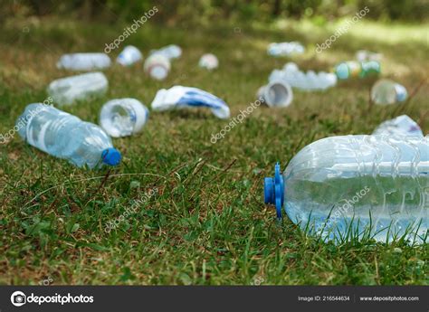 Pile Plastic Green Grass Problem Natural Environment Pollution Nature