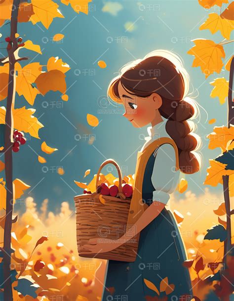 采摘ai数字艺术 立秋秋天女孩在葡萄园里采摘葡萄插画 Ai平面元素免费下载png格式2688像素编号70834932 千图网