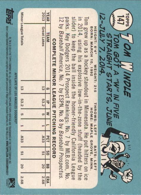 2014 Topps Heritage Minors 147 Tom Windle Ebay