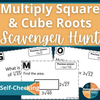Multiply Radical Expressions Square Roots Cube Roots Scavenger Hunt Activity