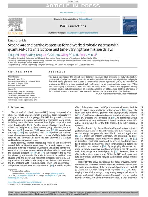 pdf second order bipartite consensus for networked robotic systems