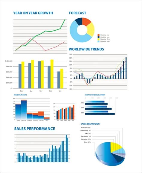 business performance graphs — stock vector © joingate 5940920