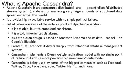 Unit 3 Features Of Cassandra Cql Data Types Cqlsh Keyspaces Pptx