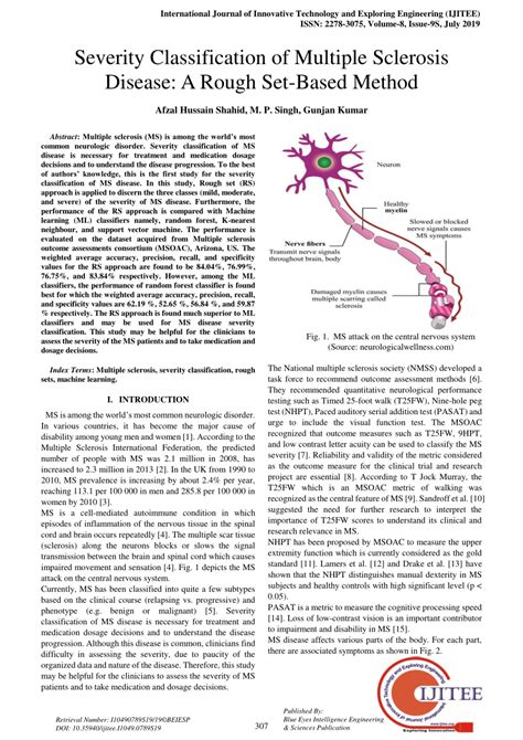 Pdf Severity Classification Of Multiple Sclerosis Disease A Rough Set Based Method