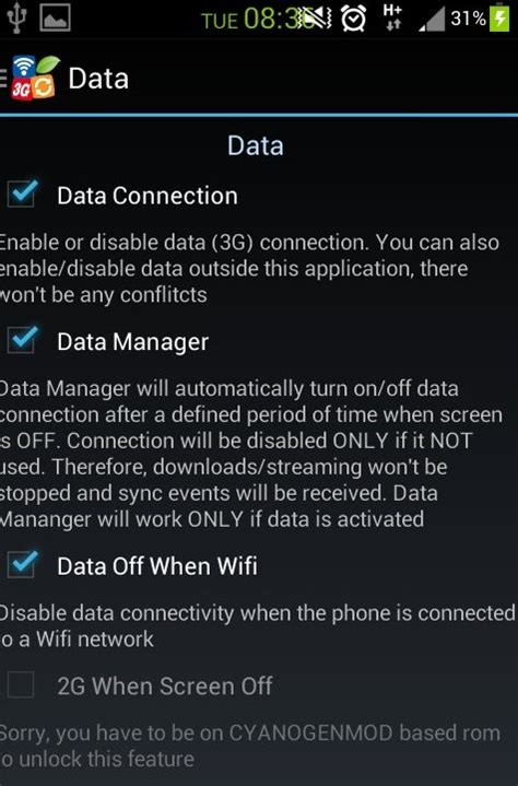 applications how can i limit data usage depending on whether the