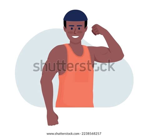 Man Demonstrating Muscles 2d Vector Isolated Stock Vector Royalty Free