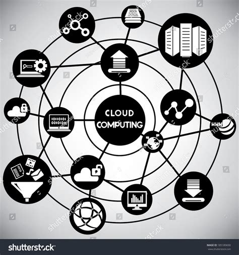 Clud Computing Network Info Graphic Stock Vector Royalty Free 185189690