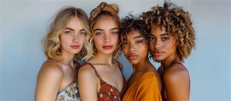 Premium Photo Four Women With Different Hair Types And Styles Are Posing For A Photo