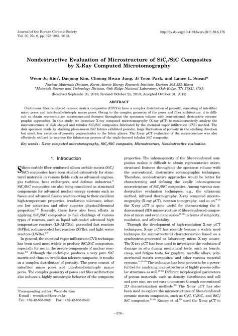 Pdf Nondestructive Evaluation Of Microstructure Of Sicfsic Composites By X Ray Computed