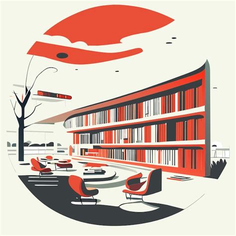 Premium Vector Modern Library Architecture Vector Illustration Flat 2