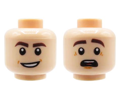 Lego Minifigure Head Man Light Nougat Dual Sided Extra Extra Bricks