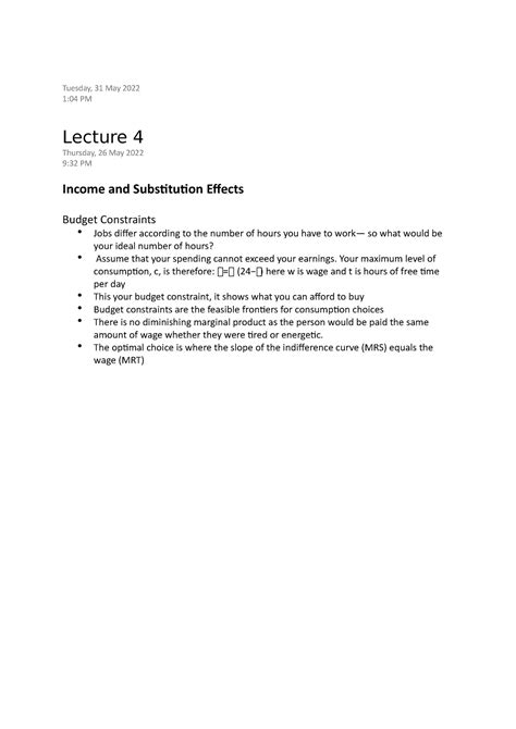 Econ 1020 Lecture 3 And 4 Notes Tuesday 31 May 2022 1 04 Pm Lecture