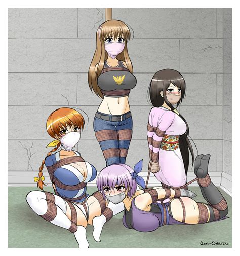 rule 34 4girls arms behind back ass ayane doa blush bondage bound