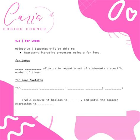 Ap Computer Science A Unit 4 Iteration Guided Notes By Carrs Coding Corner