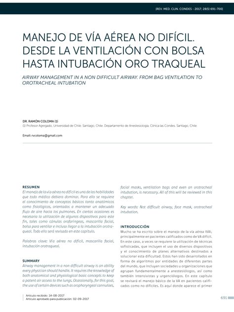 Pdf Manejo De VÍa AÉrea No DifÍcil Desde La VentilaciÓn Con Bolsa