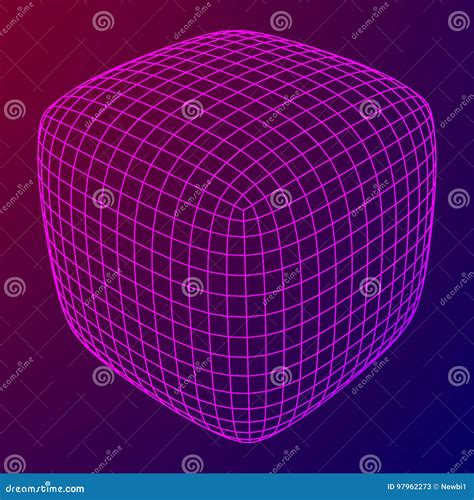 Wireframe Mesh Rounded Box Stock Vector Illustration Of Network 97962273