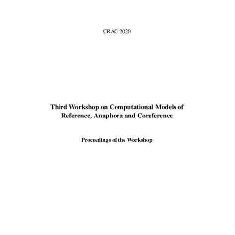 Proceedings Of The Third Workshop On Computational Models Of Reference