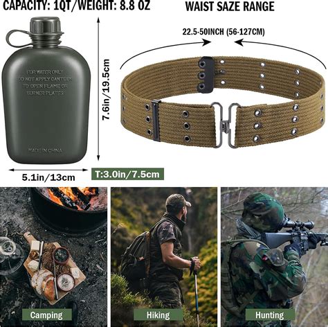 1 Quart Plastic Military Canteen With Pouch And Waist Belt Ideal For