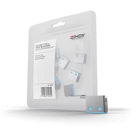 Usb Type A Port Blocker No Key 10 Pack Blue Lindy Australia