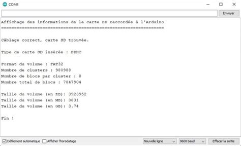 Carte SD Arduino câblage exemple de code et librairie