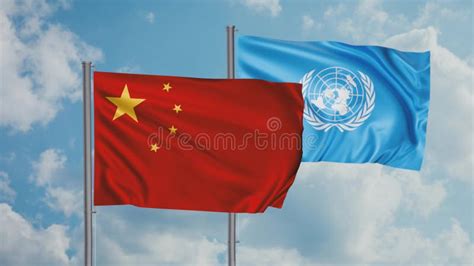 United Nations And China Flag Stock Footage Video Of Round Wind