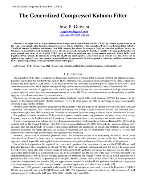 Pdf The Generalized Compressed Kalman Filter