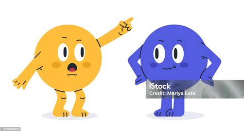 만화 원 모양 수학 학교 학습을위한 재미있는 원 문자 재미있는 감정 평면 벡터 일러스트 레이션 세트와 기하학적 라운드 마스코트 재미있는 감정을 가진 인물 0명에 대한 스톡