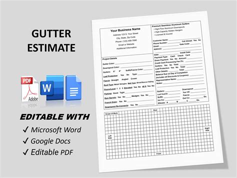 Gutter Estimate Rain Gutter Installation Quote Grid Drawing Area