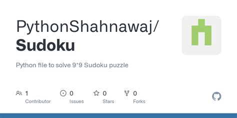 GitHub PythonShahnawaj Sudoku Python File To Solve Sudoku Puzzle