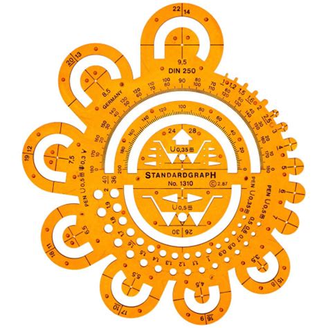 Circle Arc Radius Shapes Template Stencil For Technical Drawing Drafting With Protractor And