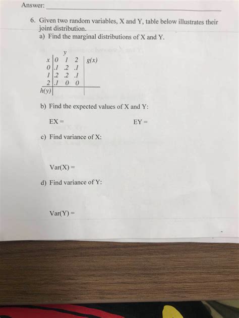 Solved Answer 6 Given Two Random Variables X And Y Table