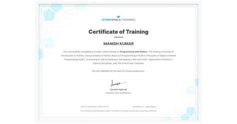 Completed Programming With Python With Internshala Manish Kumar Posted On The Topic Linkedin