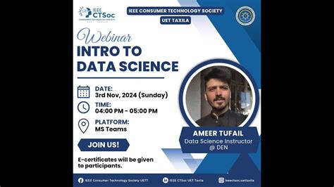 Intro to Data science | Webinar | IEEE CTSoc UET Taxila - YouTube