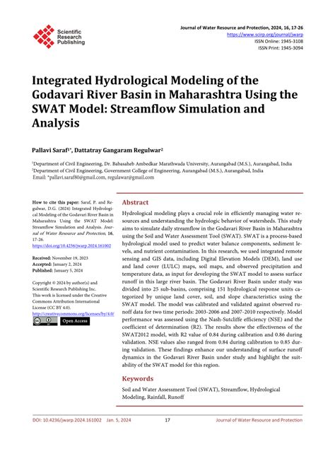 Pdf Integrated Hydrological Modeling Of The Godavari River Basin In