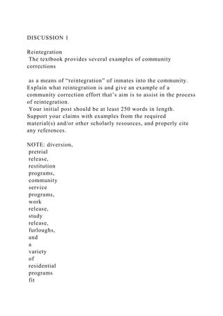 DISCUSSION Reintegration The Textbook Provides Several Exampl Docx