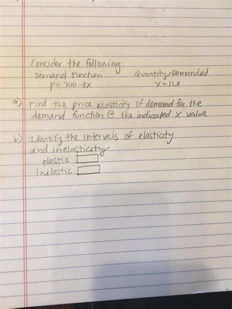 Solved A Find The Price Elasticity Of Demand For The Demand