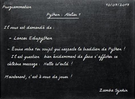 Tutorielpython3 Initiation à La Programmation Atelier1 Élément