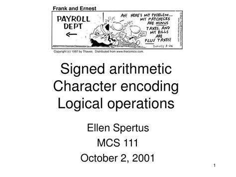 Ppt Signed Arithmetic Character Encoding Logical Operations