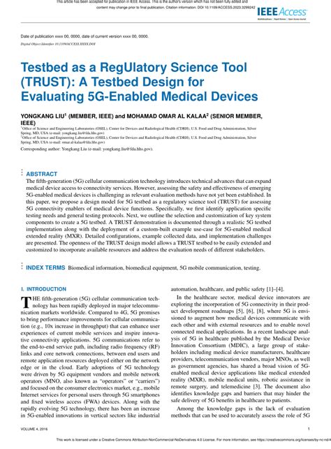 Pdf Testbed As A Regulatory Science Tool Trust A Testbed Design For Evaluating 5g Enabled
